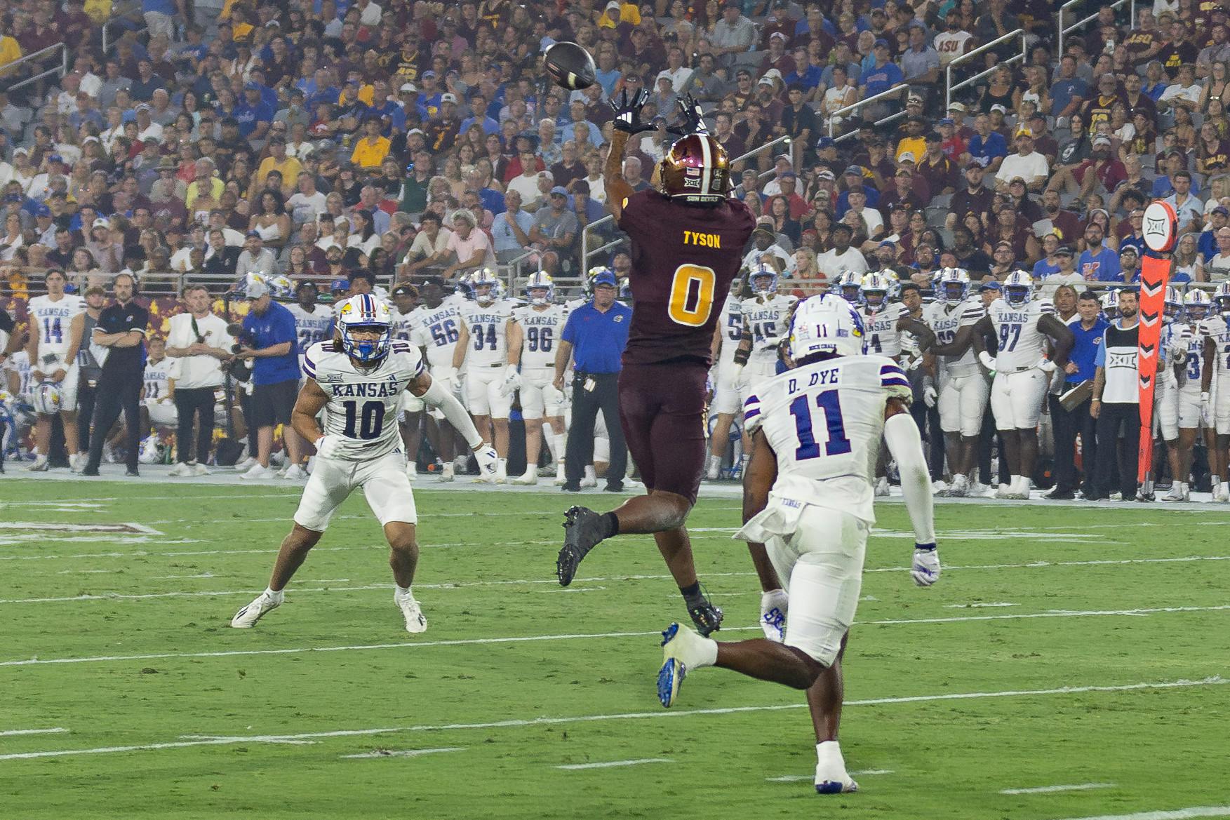 Jordyn Tyson shows out late for Sun Devils against Kansas - The Arizona ...