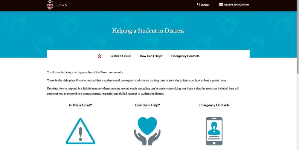 University updates website for students in distress - The Brown Daily ...