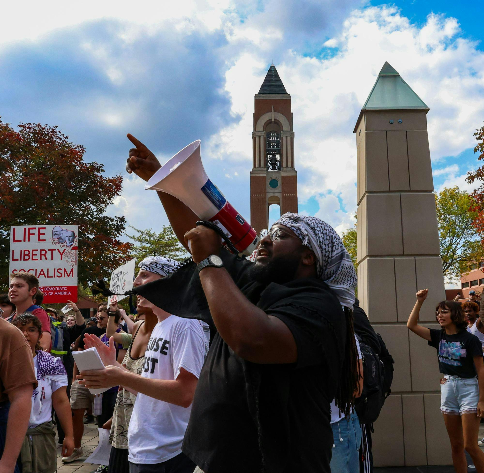 Students, community members protest university's free speech stance ...