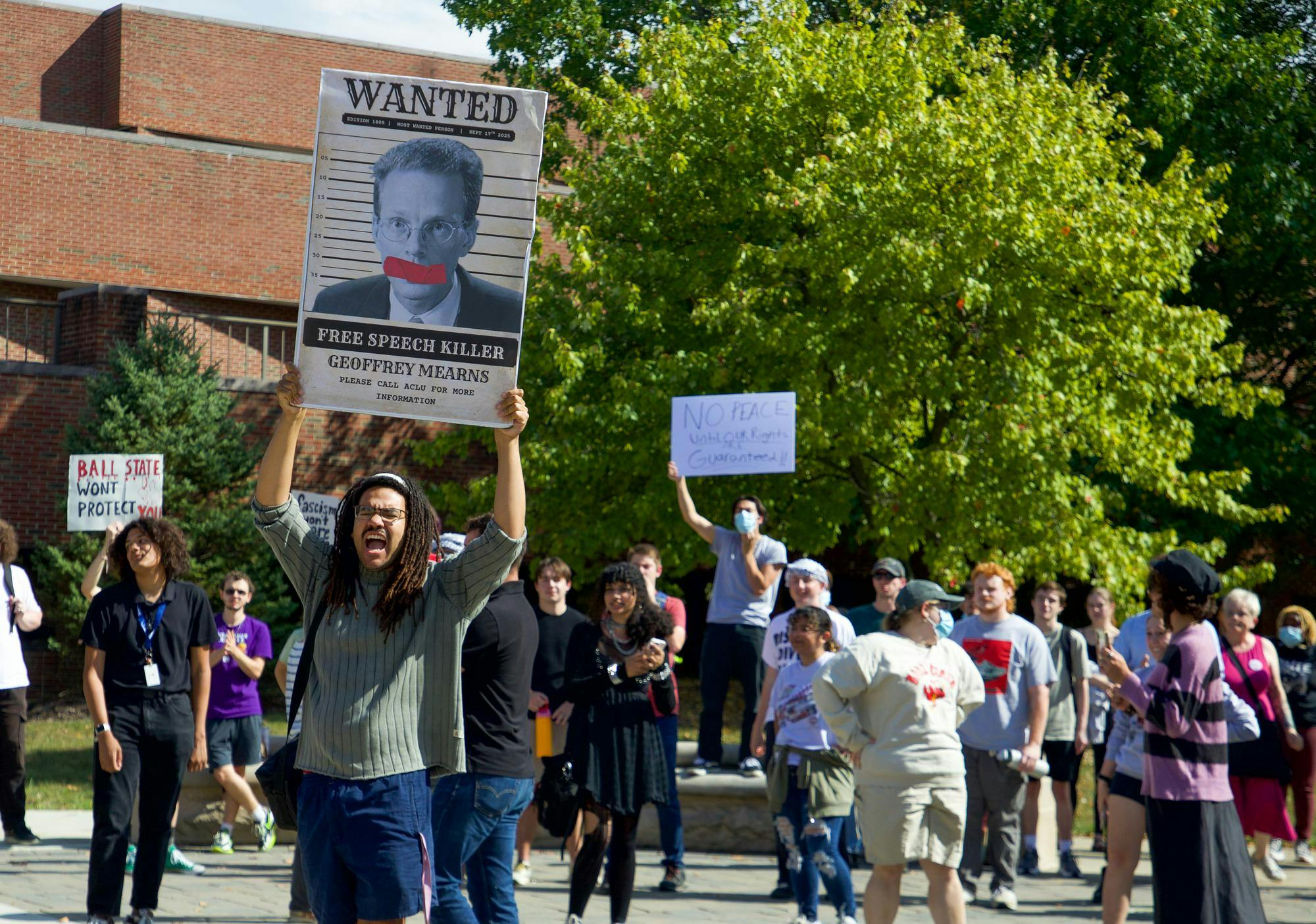 Students, community members protest university's free speech stance ...