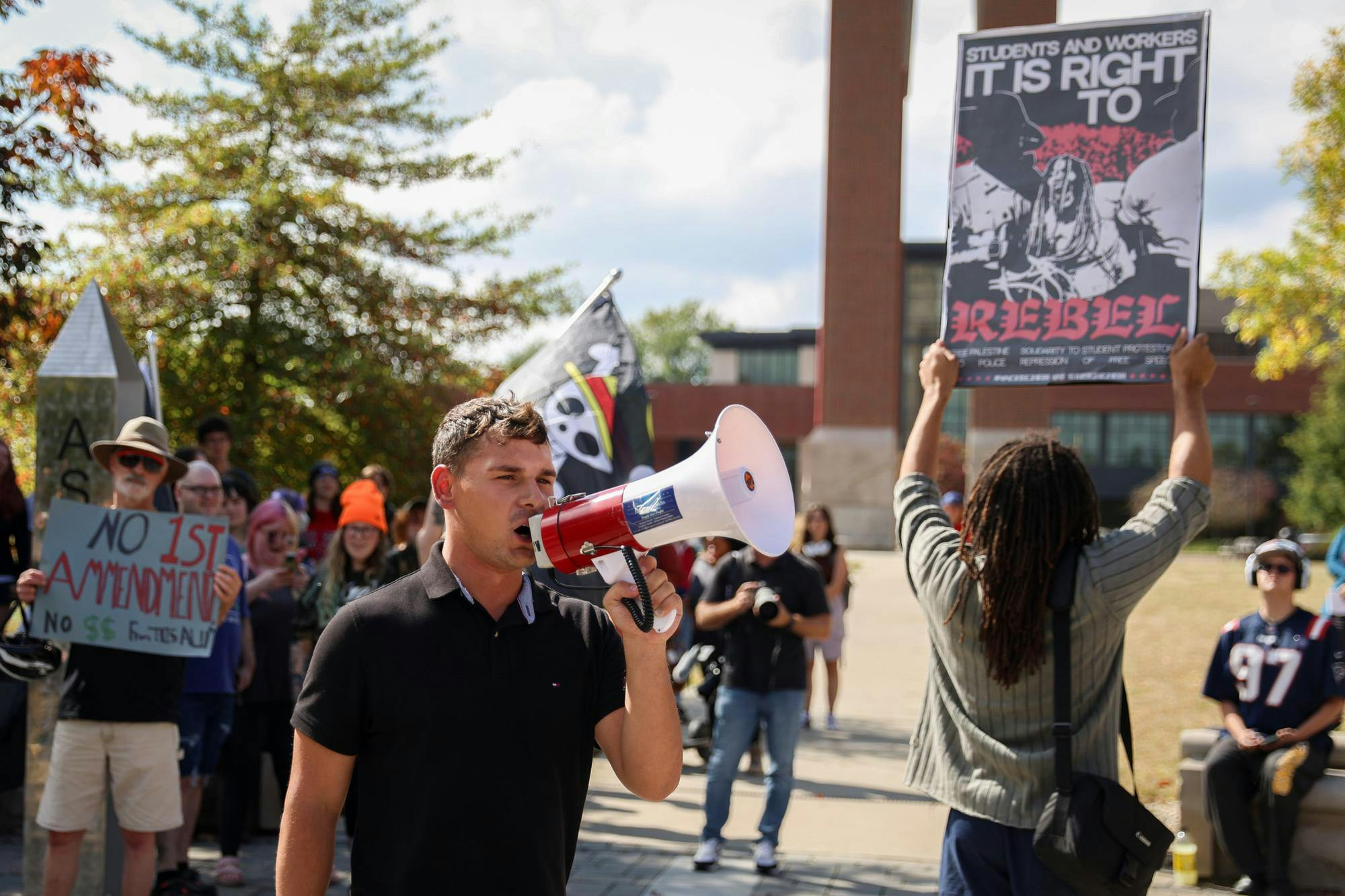 Students, community members protest university's free speech stance ...