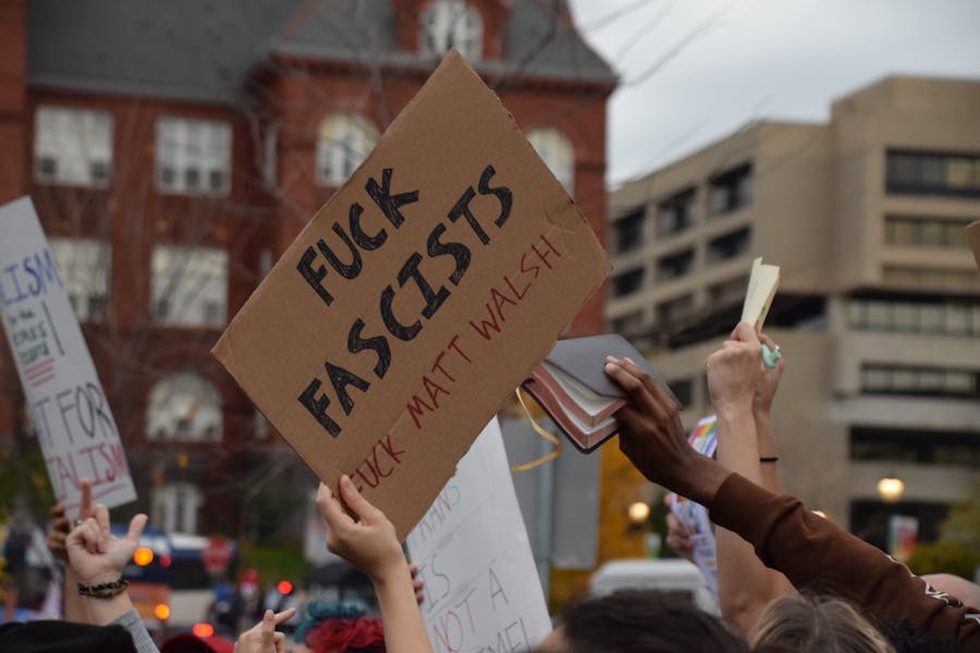PHOTOS: Protestors rally against conservative commentator Matt Walsh ...