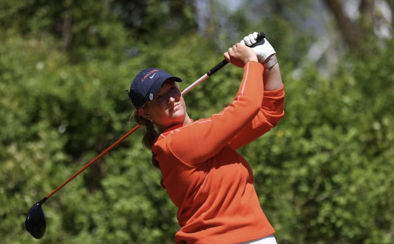 No. 11 women’s golf ties for second in stroke play but exits early in ...