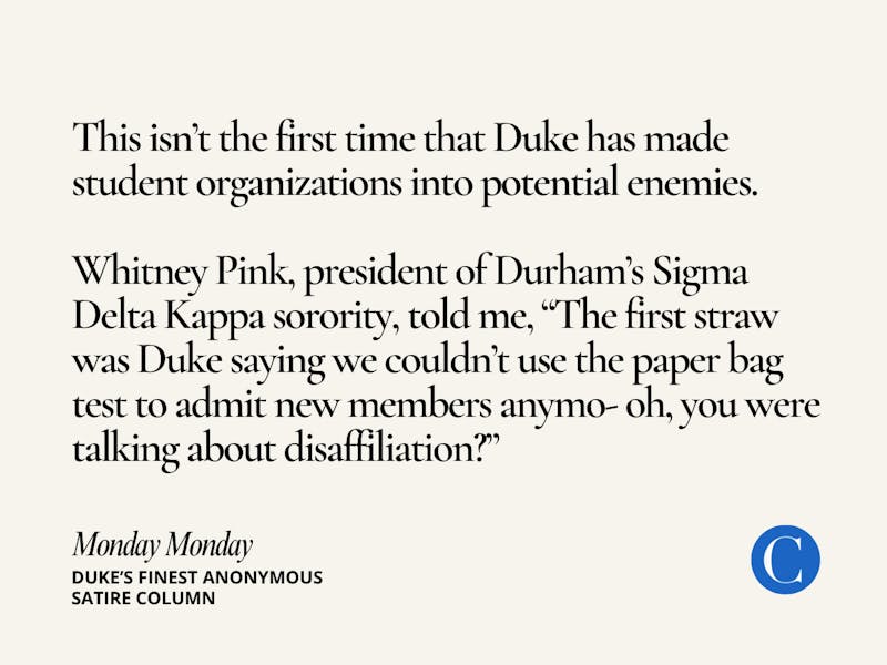 Hazing ban forces Greek life leaders to get creative - The Duke Chronicle