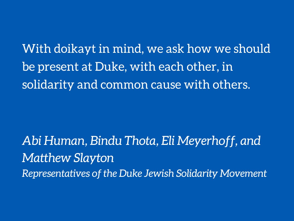 Duke needs a Jewish movement in solidarity with Palestinian liberation ...