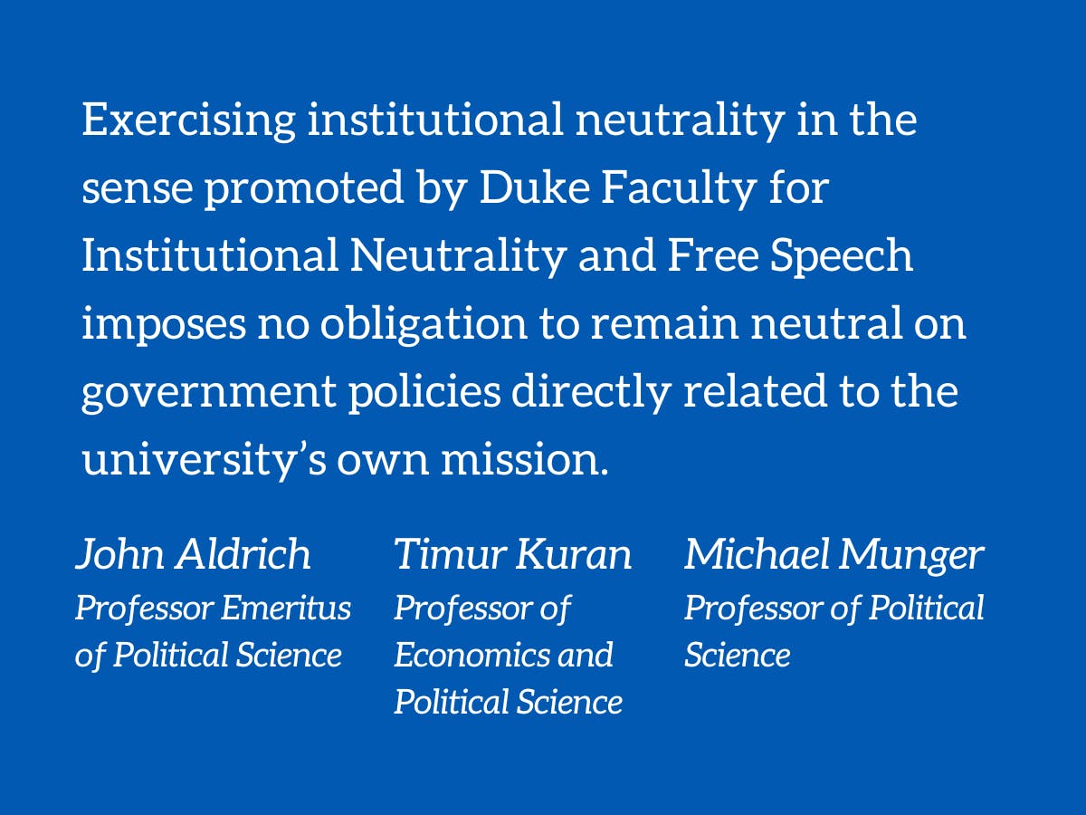 Duke’s administration should speak publicly about the University’s ...