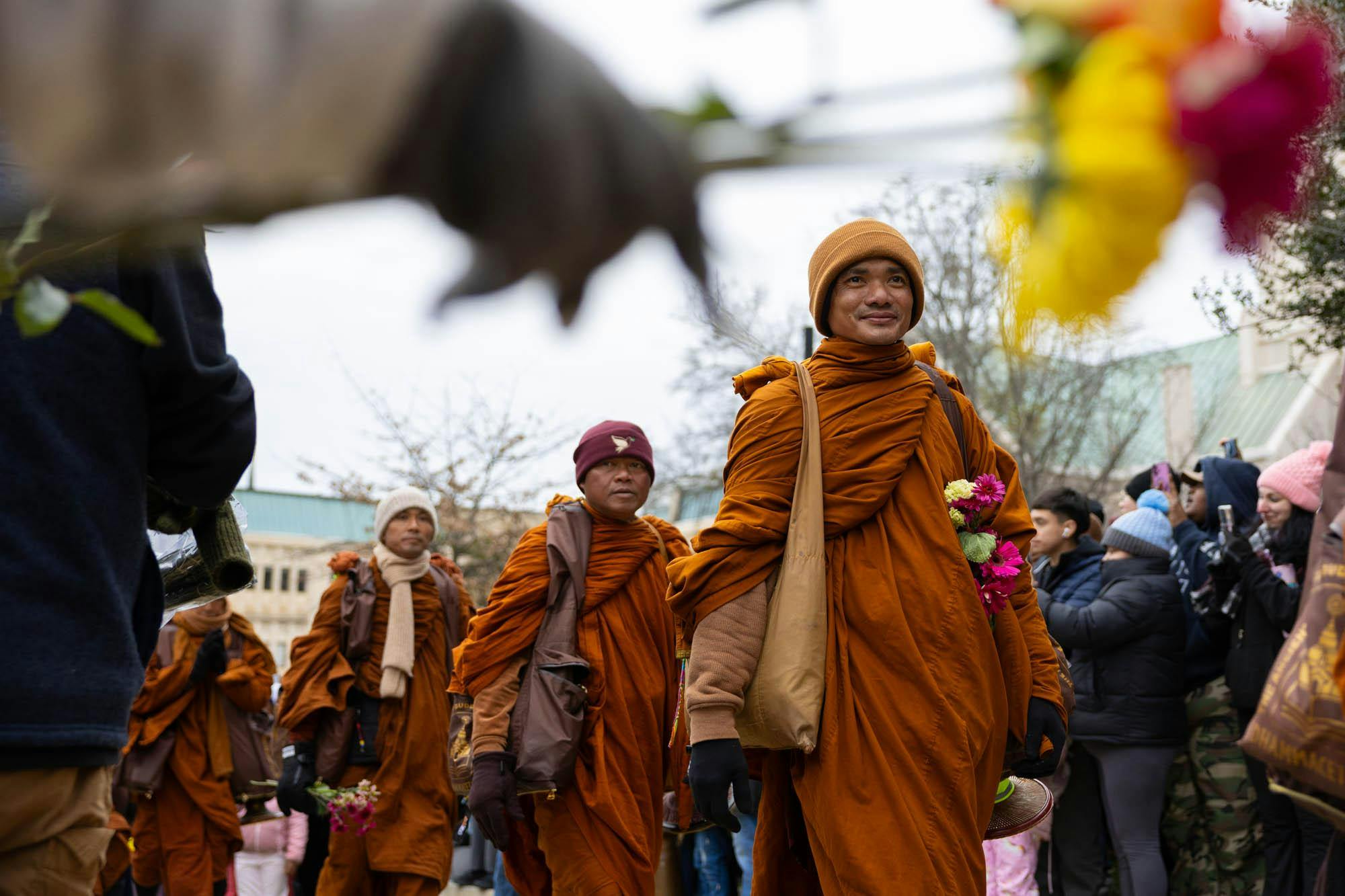 Buddhist monks spread core tenets of their faith in walk 'across a ...