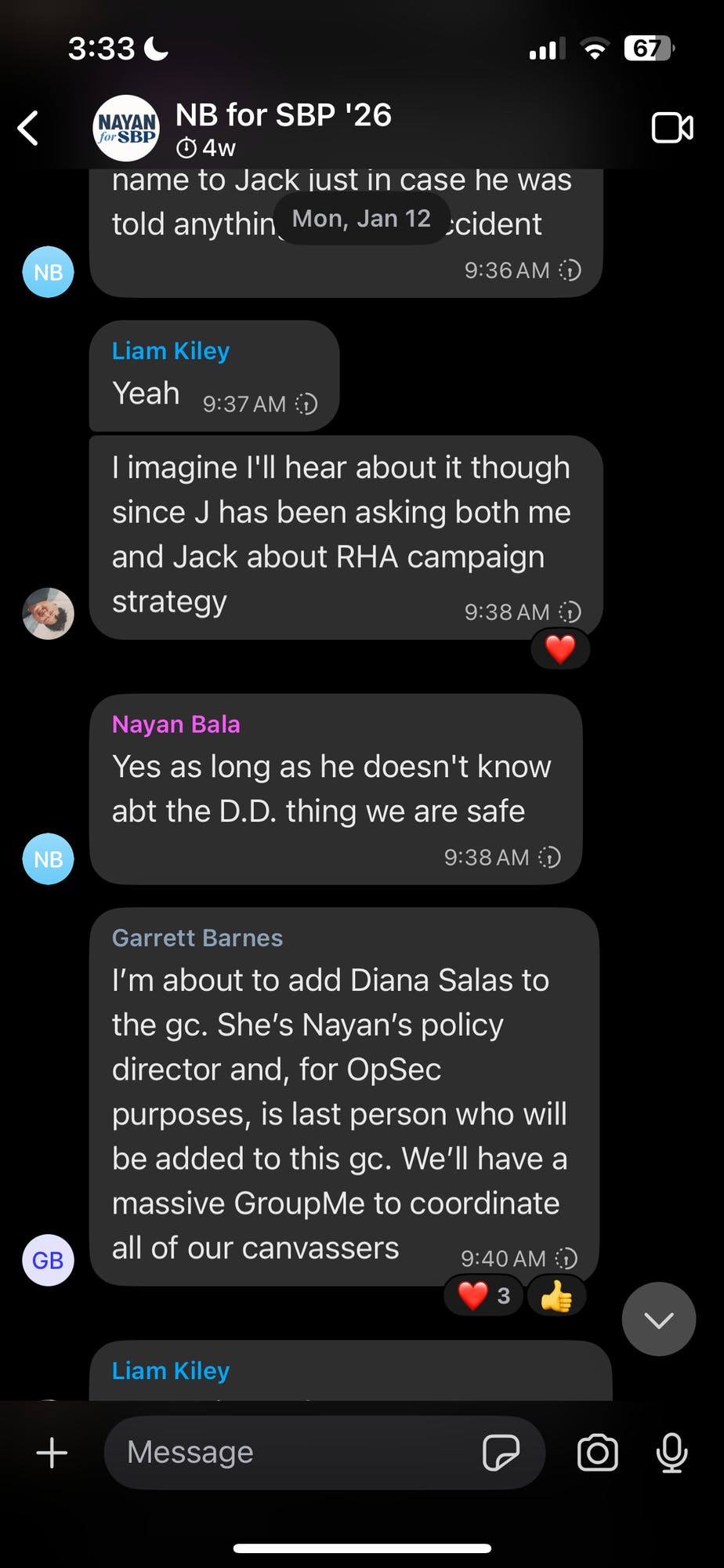 Leaked group chat suggests SBP candidate Nayan Bala encouraged her team ...