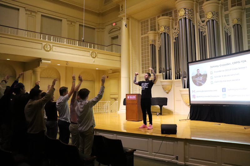 Mental health awareness speaker Johnny Crowder addresses Elon students ...