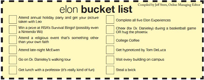 Elon Bucket List - Elon News Network