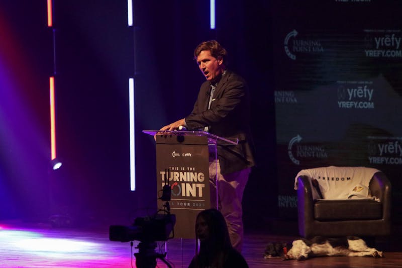 Tucker Carlson talks redistricting, abortion and Ukraine during Turning Point event at IU ...