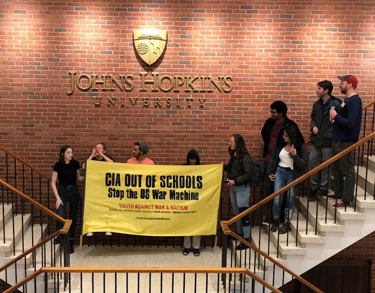 Students protest CIA recruiting event at the Career Center - The Johns ...