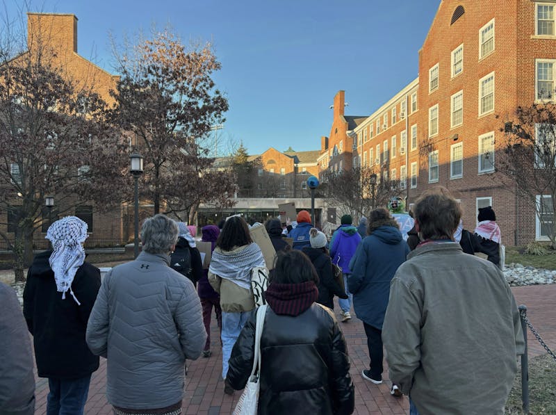Protesters gather outside of Gilman to demand “Gaza is not for sale ...