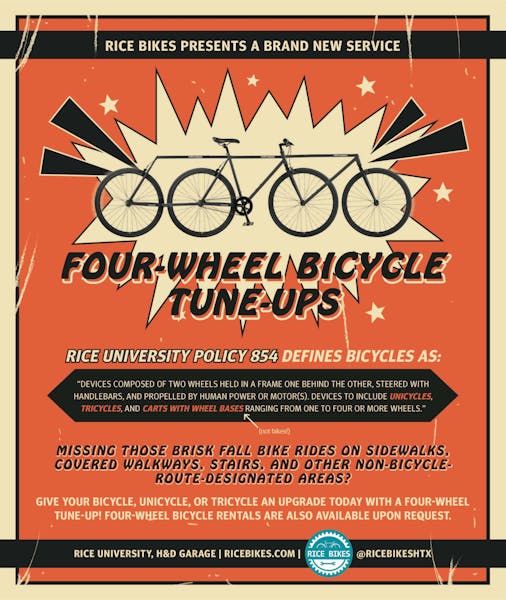 Rice Bikes: Four-Wheel Bicycle Tune-Ups - The Rice Thresher