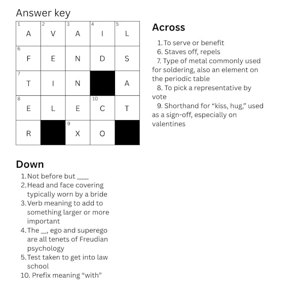 Crossword answer key 9/19 edition - The Miami Student