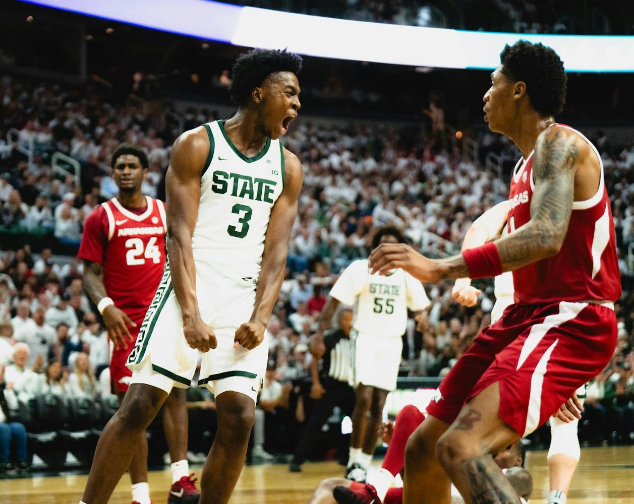 MSU men's basketball wins against Arkansas 69-66 at the Breslin Center ...
