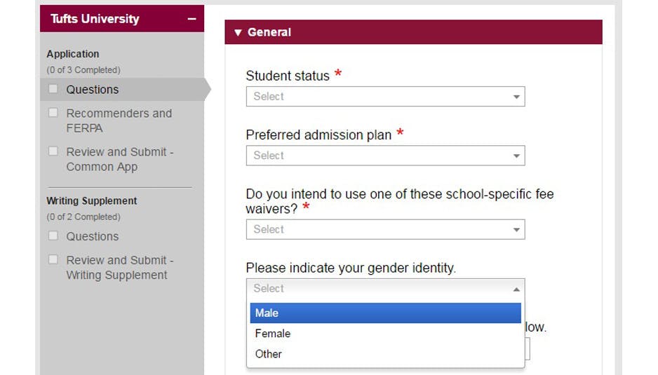 Tufts considering expanding options for gender identity on Common App ...